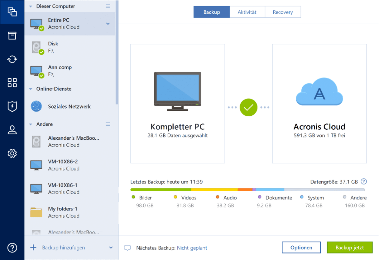 Acronis Details & Test - Beste Online Backup Anbieter 2022
